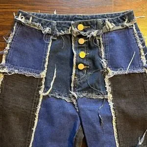 The Unbranded Brand | Jeans | Y2k Patchwork Denim Jeans Wide Leg Flare ...